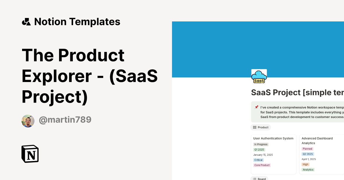 The Product Explorer - (SaaS Project) Template by Martin.S | Notion Marketplace