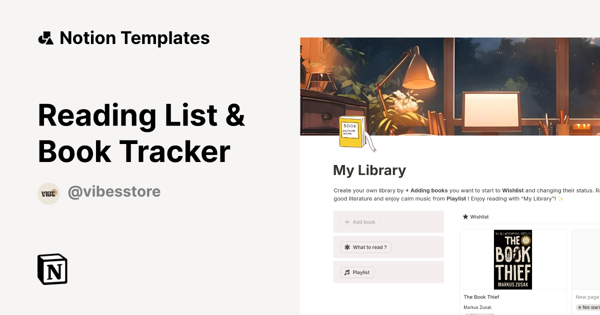 Reading List & Book Tracker Template by Vibe Store | Notion Marketplace