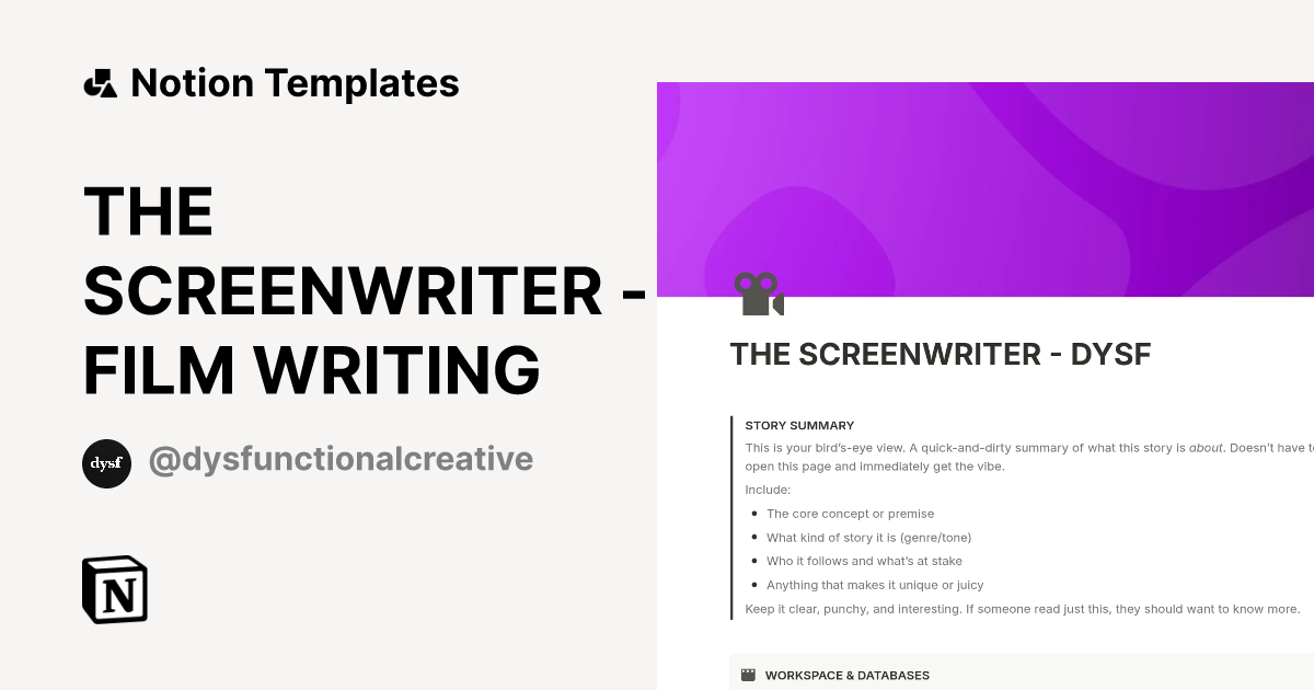 THE SCREENWRITER - FILM WRITING Template | Notion Marketplace