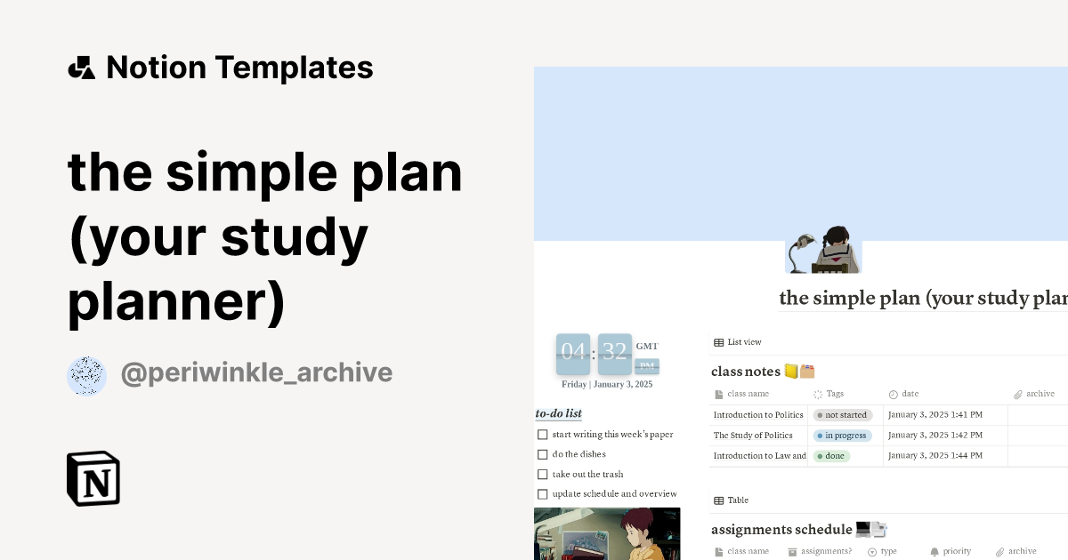 the simple plan (your study planner) Template | Notion Marketplace