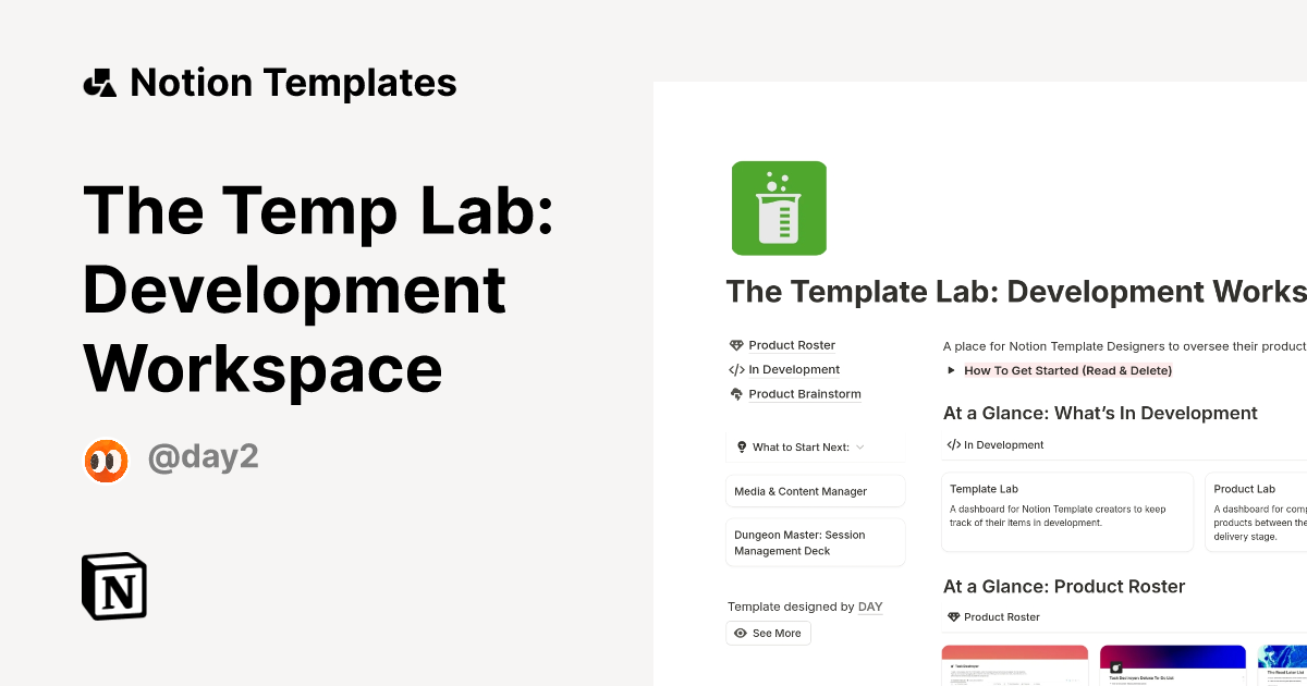 The Temp Lab: Development Workspace Template | Notion Marketplace