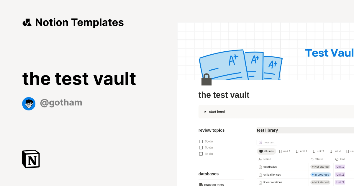 the test vault Template by gotham | Notion Marketplace