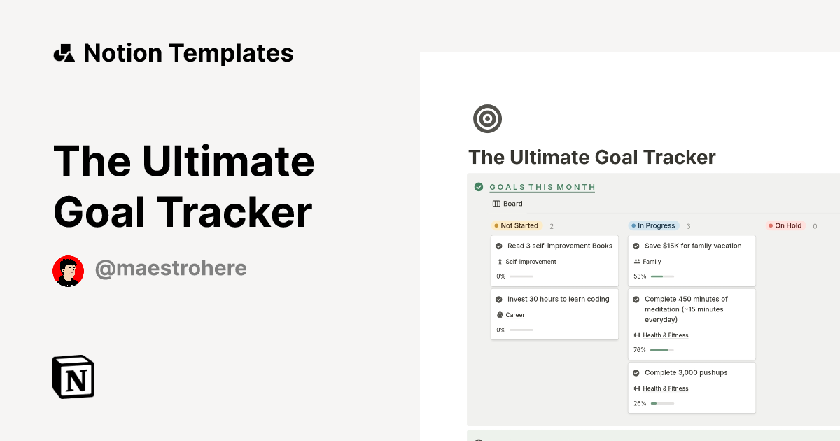 The Ultimate Goal Tracker Template | Notion Marketplace