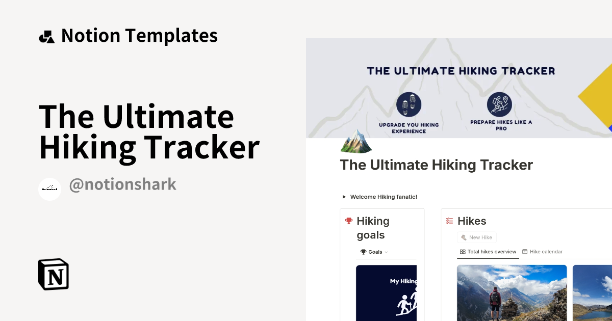 The Ultimate Hiking Tracker Template by Notionshark | Notion Marketplace
