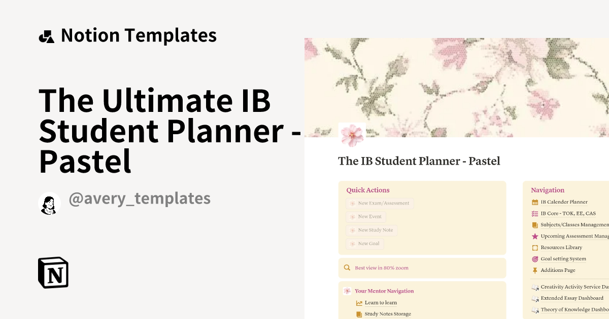 The Ultimate IB Student Planner - Pastel Template by avery's templates ...