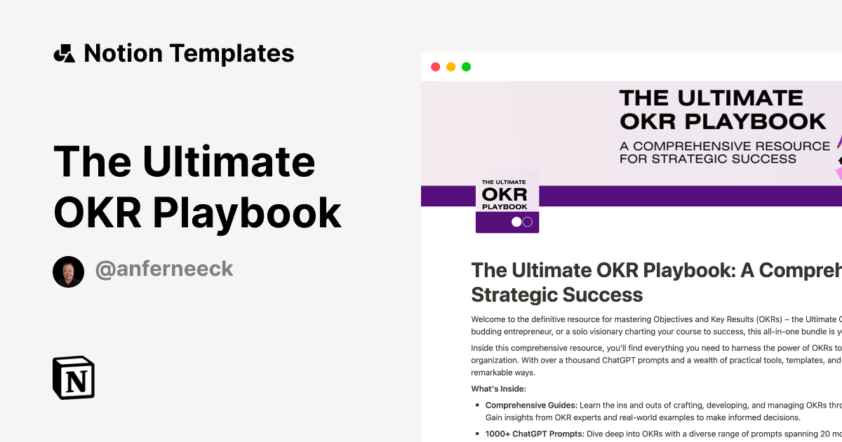 The Ultimate OKR Playbook Template by Anfernee | Notion Marketplace