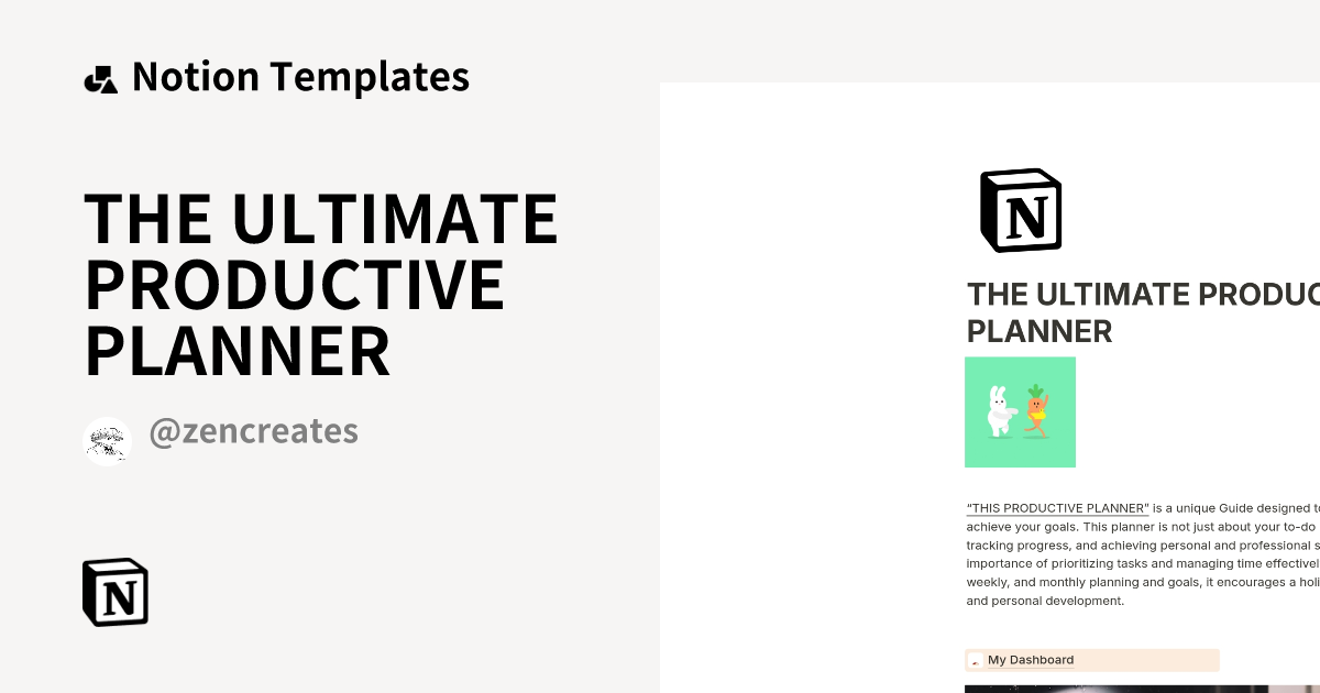 THE ULTIMATE PRODUCTIVE PLANNER Template | Notion Marketplace