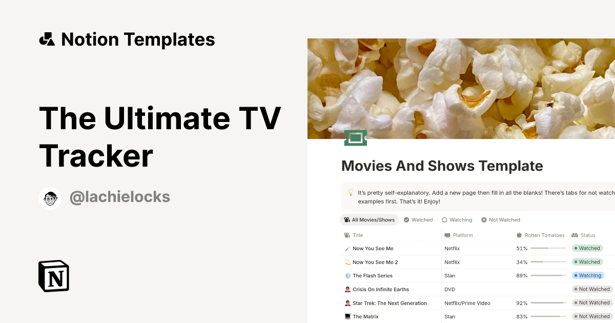 The Ultimate TV Tracker Template | Notion Marketplace