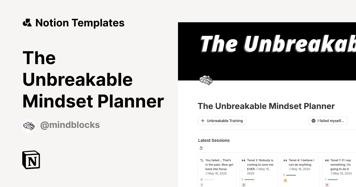 The Unbreakable Mindset Planner Template by MindBlocks | Notion Marketplace