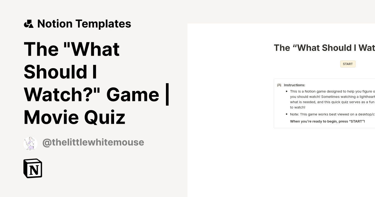 The "What Should I Watch?" Game | Movie Quiz Template by The Little ...