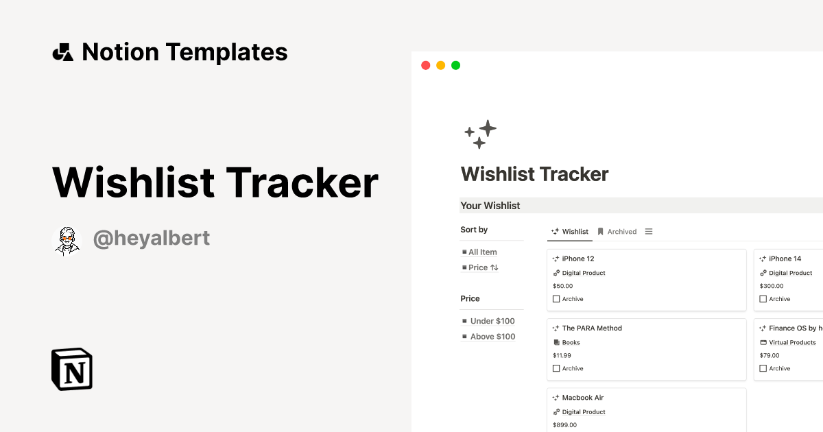 Wishlist Tracker Template | Notion Marketplace