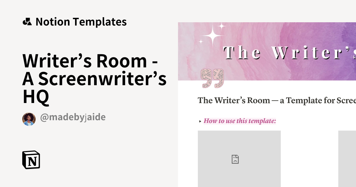 Writer’s Room - A Screenwriter’s HQ Template | Notion Marketplace