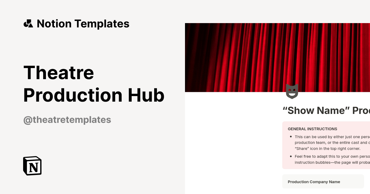 Theatre Production Hub Template by Theatre Templates | Notion Marketplace