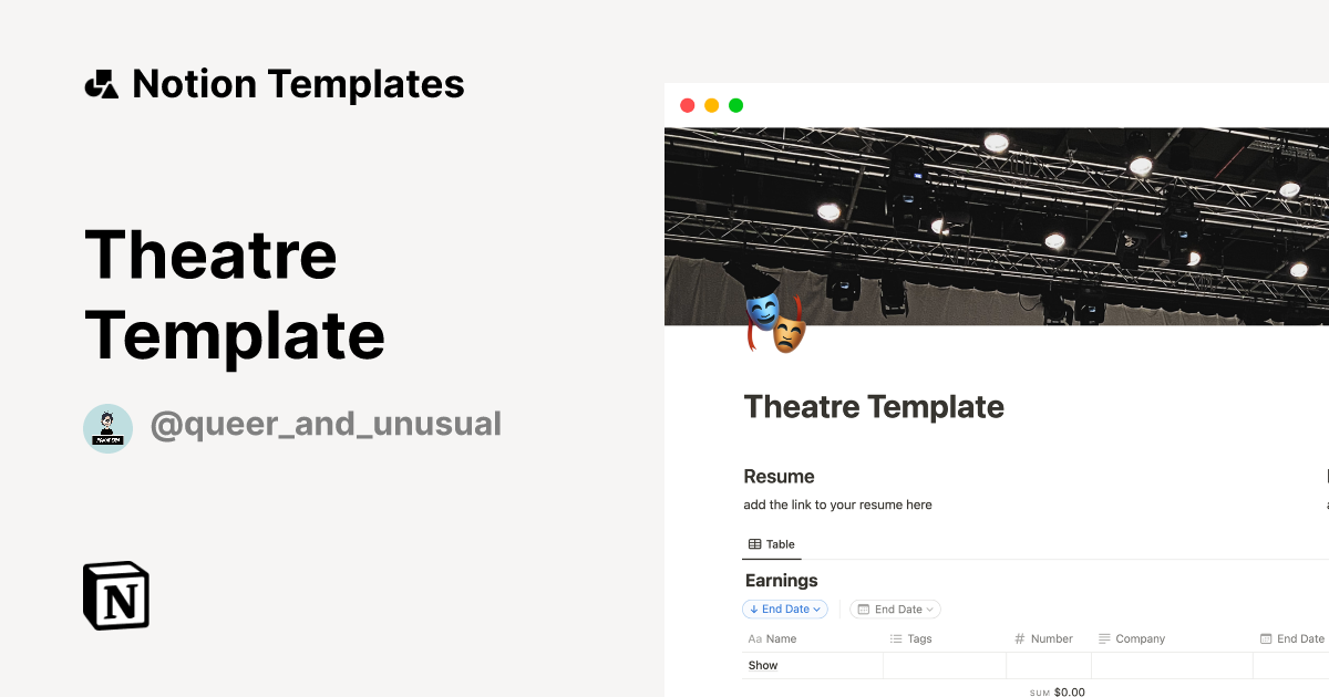 Theatre Template Template | Notion Marketplace