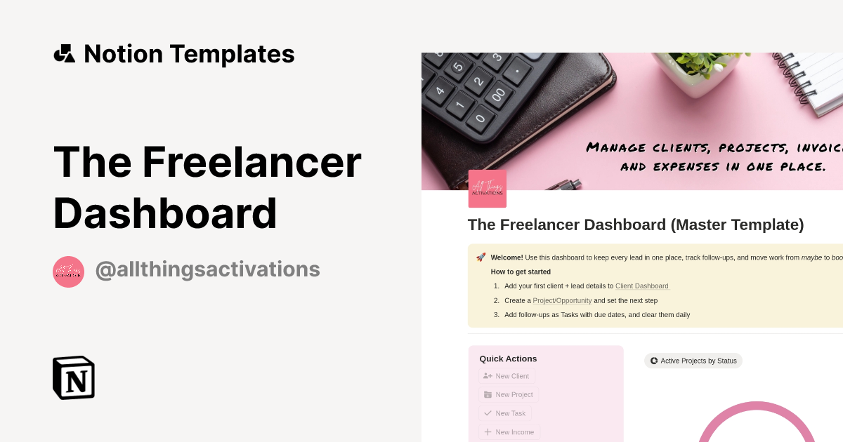 The Freelancer Dashboard Template | Notion Marketplace