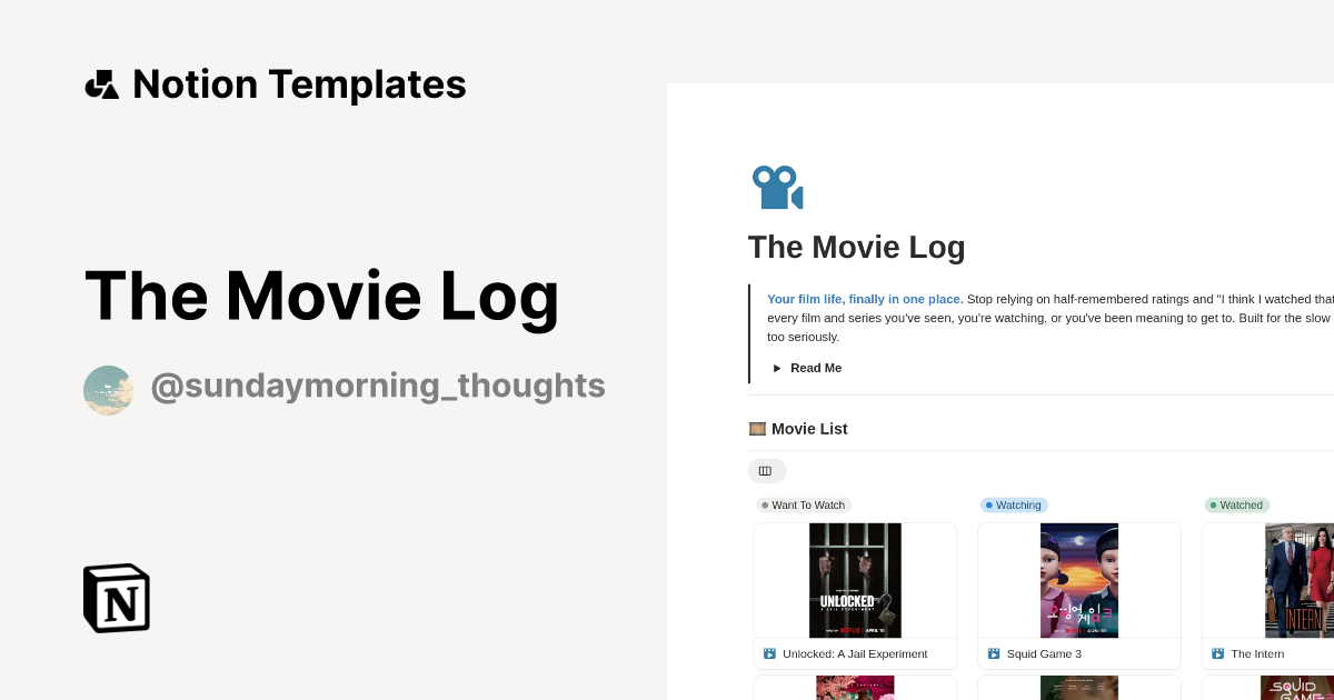 The Movie Log Template | Notion Marketplace