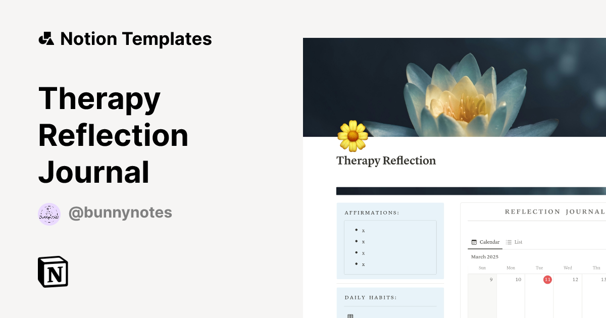 Therapy Reflection Journal Template | Notion Marketplace