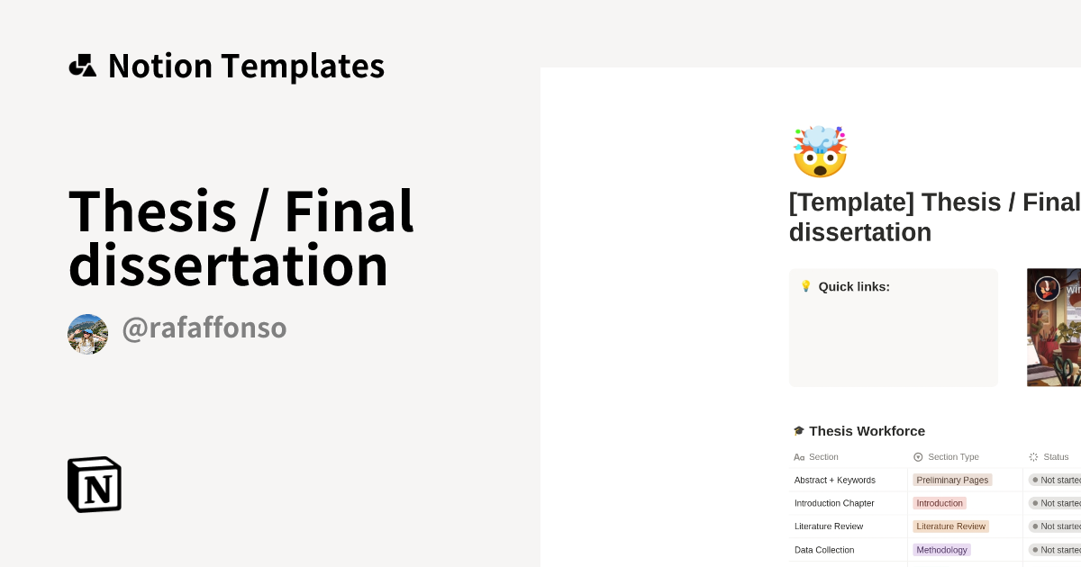 Thesis / Final dissertation Template by Rafaffonso | Notion Marketplace