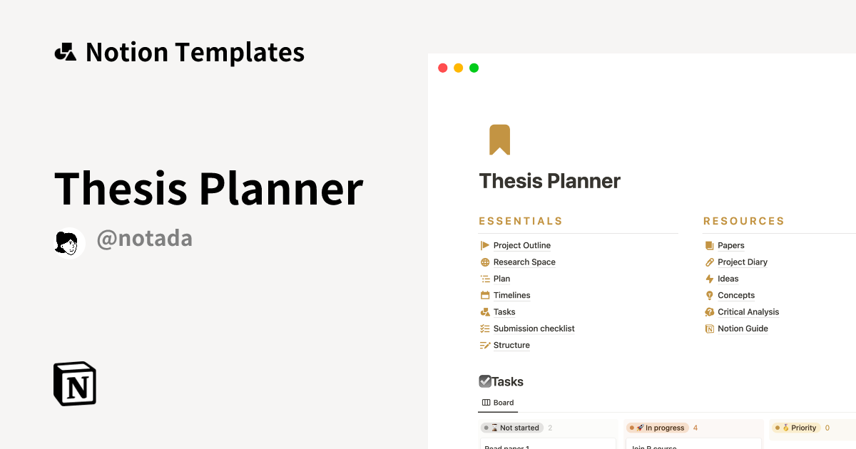 Thesis Planner Template | Notion Marketplace