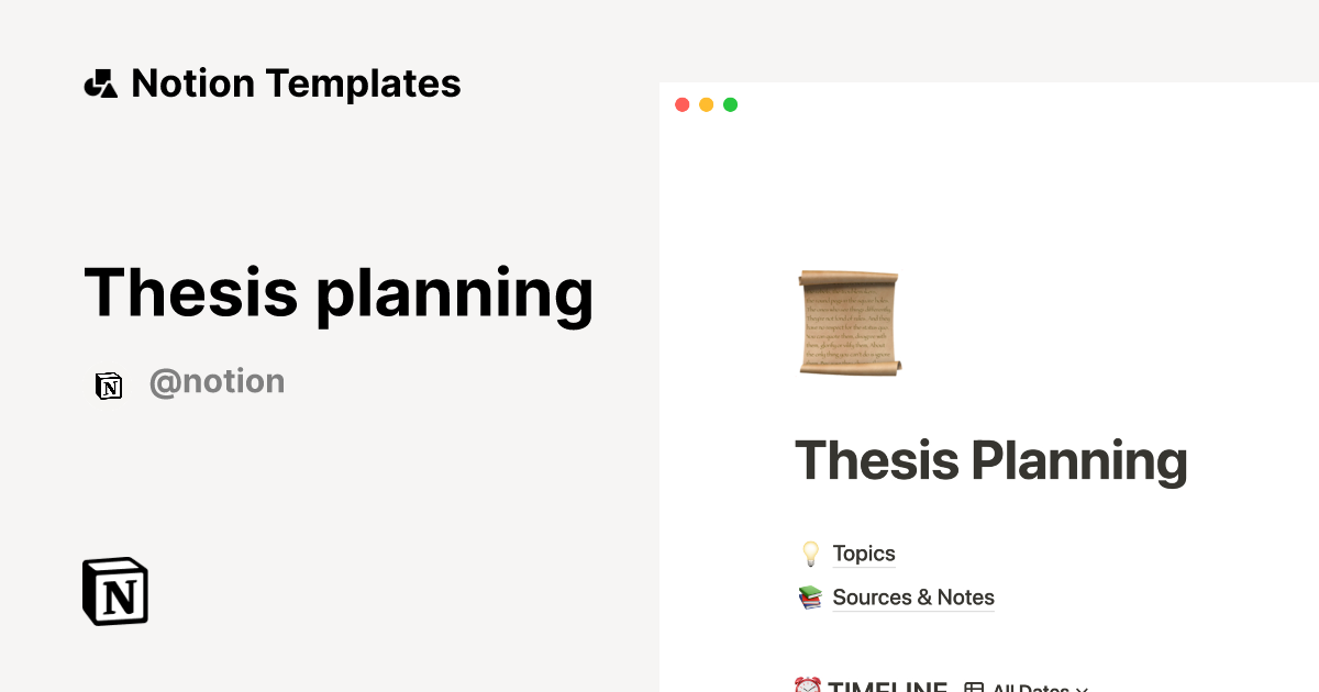 Thesis planning 2026 Template | Notion Marketplace