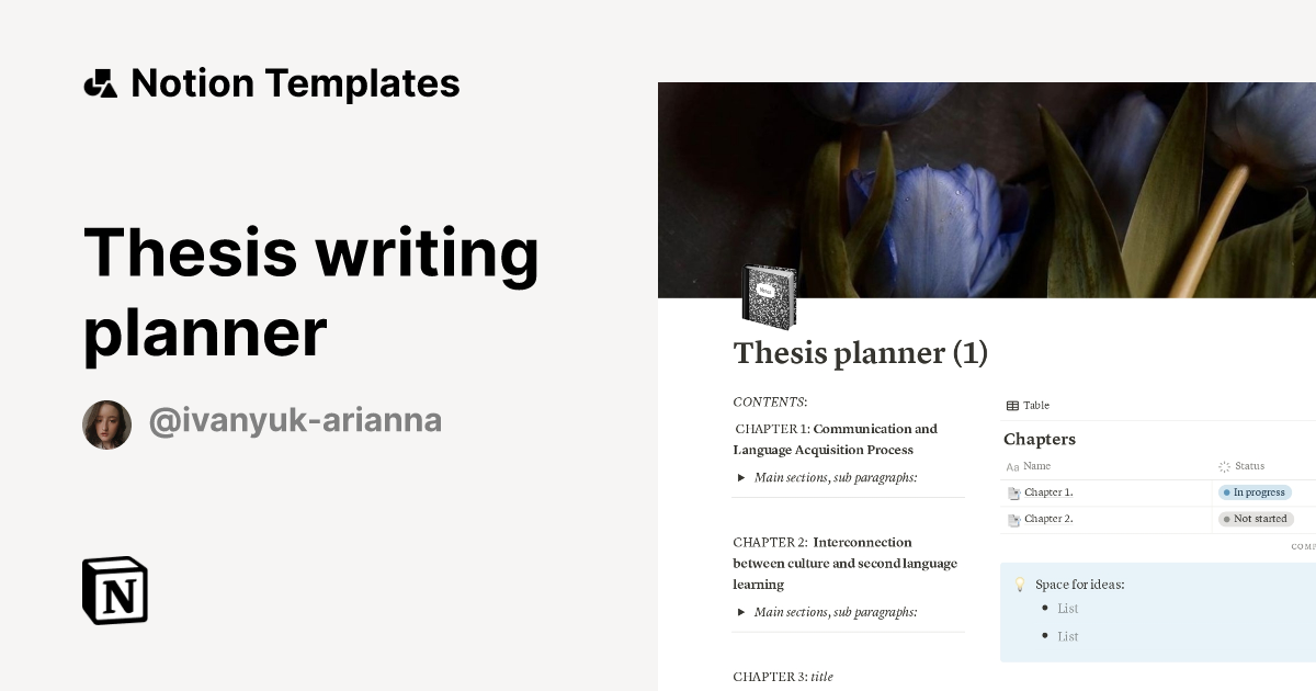 Thesis writing planner Template by Ivanyuk Arianna | Notion Marketplace