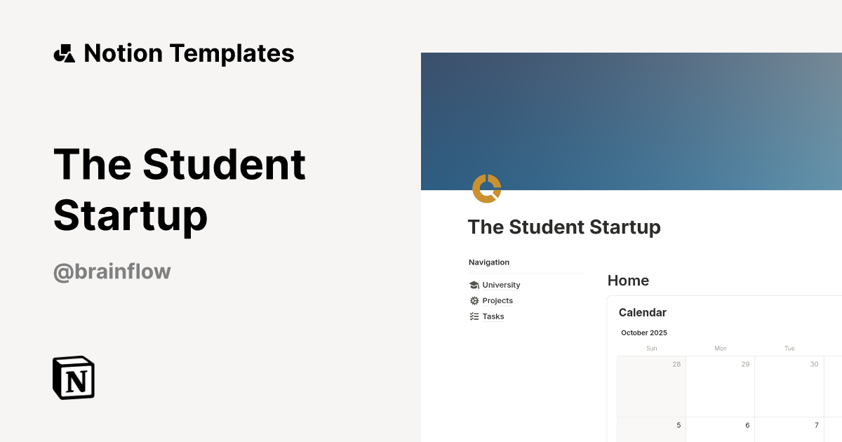 The Student Startup Template by BrainFlow Studios | Notion Marketplace