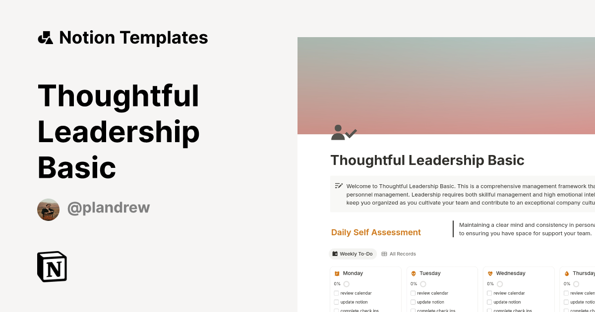 Thoughtful Leadership Basic Template by PlanDrew | Notion Marketplace