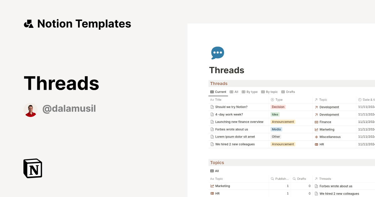Threads Template | Notion Marketplace