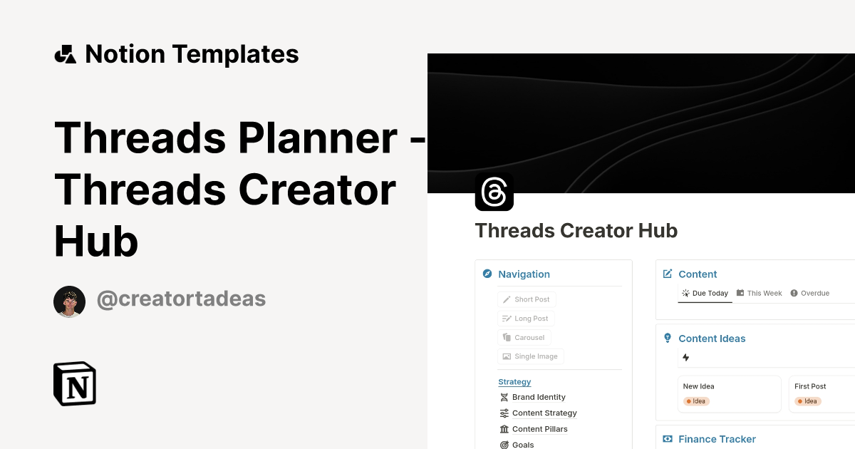 Threads Planner - Threads Creator Hub Template by Tadeas | Notion ...