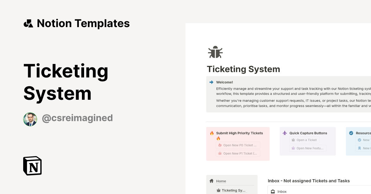 Ticketing System Template | Notion Marketplace