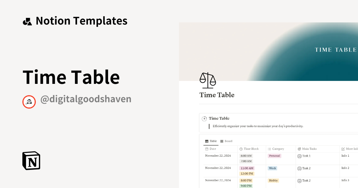 Time Table Template | Notion Marketplace