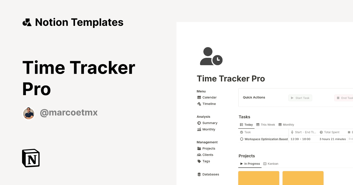 Time Tracker Pro Template | Notion Marketplace