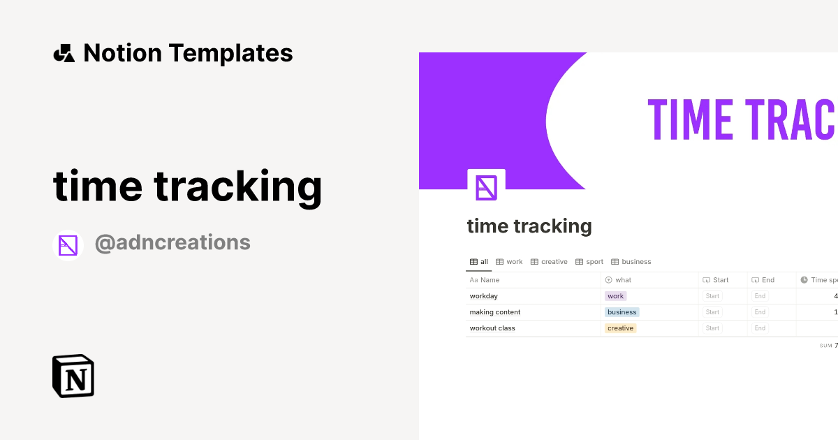 time tracking Template | Notion Marketplace