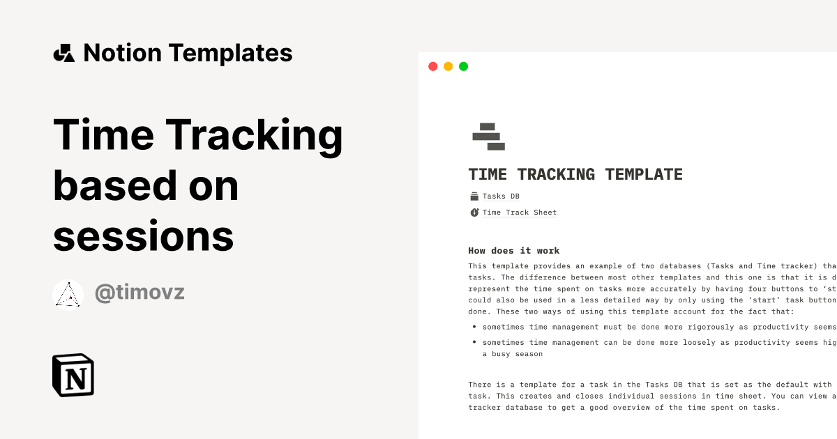Time Tracking based on sessions Template | Notion Marketplace