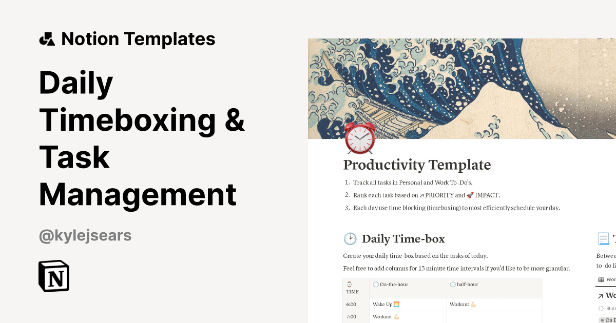 Daily Timeboxing & Task Management Template | Notion Marketplace