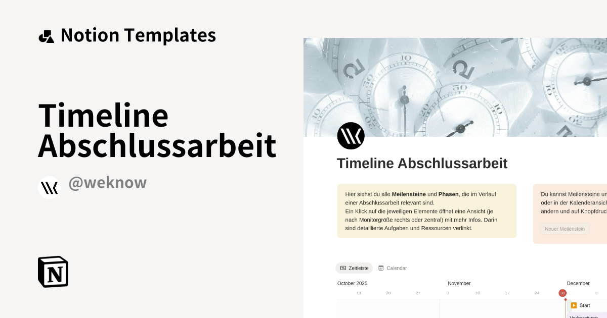 Timeline Abschlussarbeit Template by WeKnow | Notion Marketplace