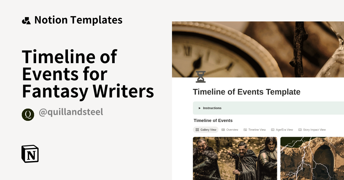 Timeline of Events for Fantasy Writers Template by Rita from Quill ...