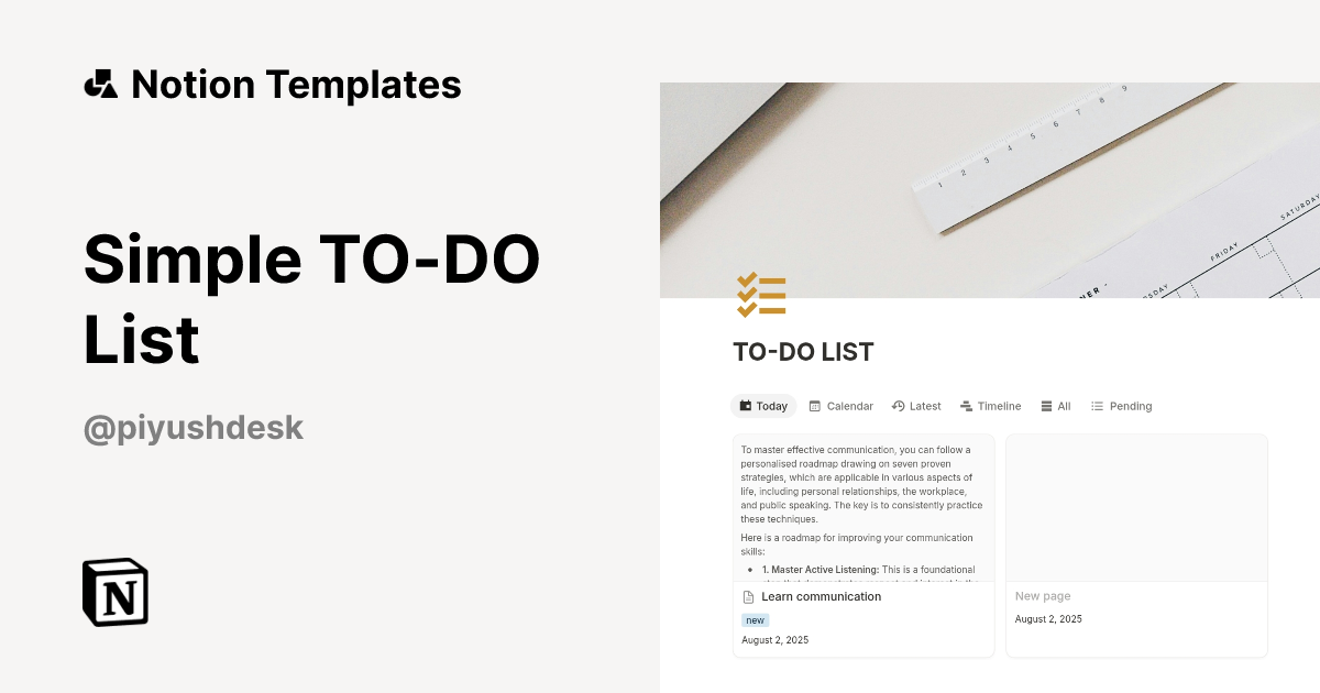 Simple TO-DO List Template by Piyush’s Template Desk | Notion Marketplace