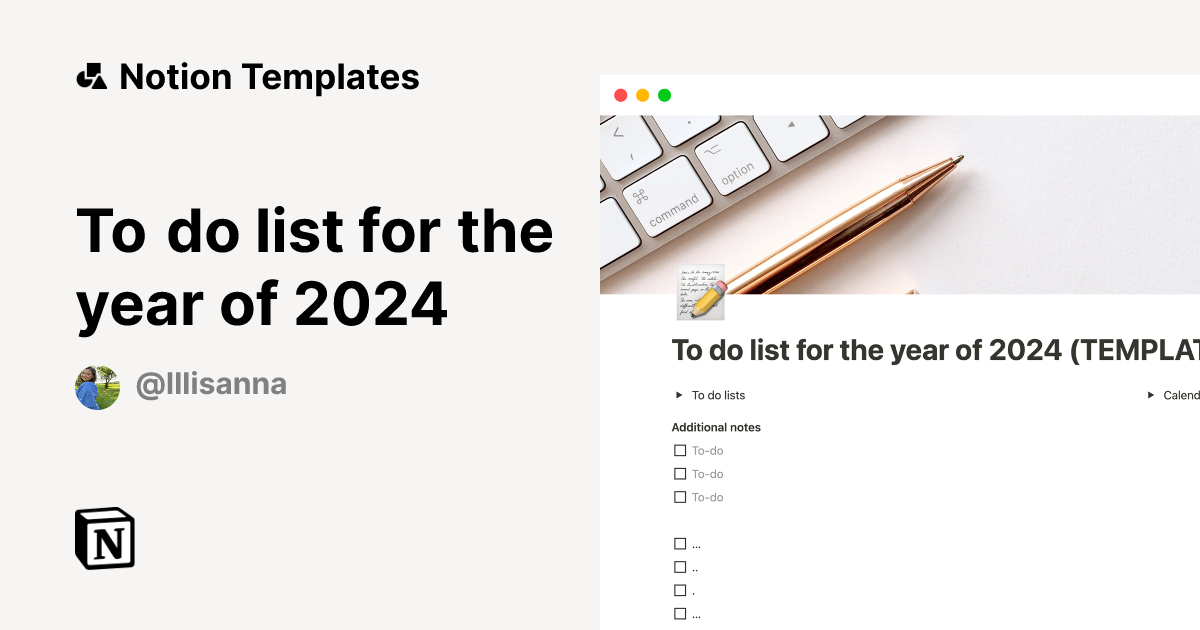 To do list for the year of 2024 Template by Lisanna S | Notion Marketplace