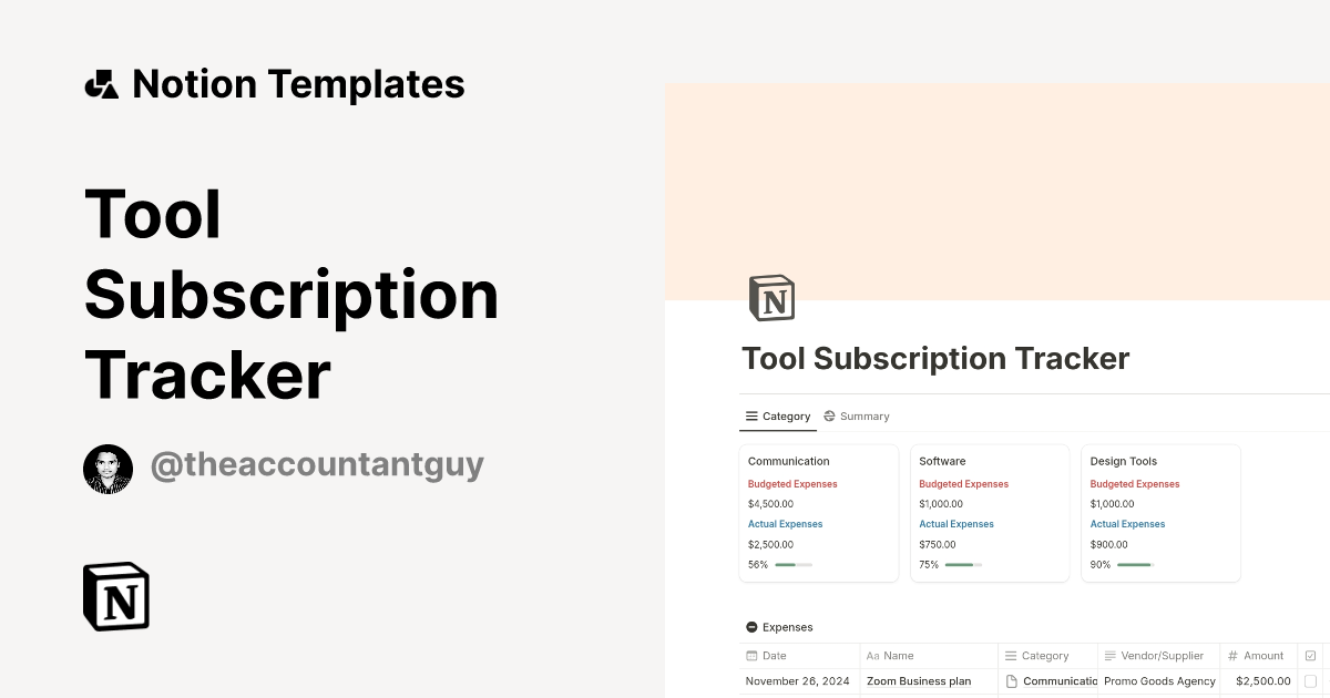 Tool Subscription Tracker Template by theaccountantguy | FinanceGuy ...