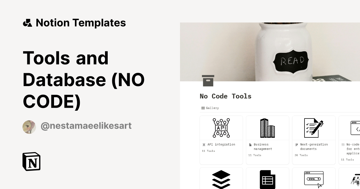 Tools and Database (NO CODE) Template | Notion Marketplace