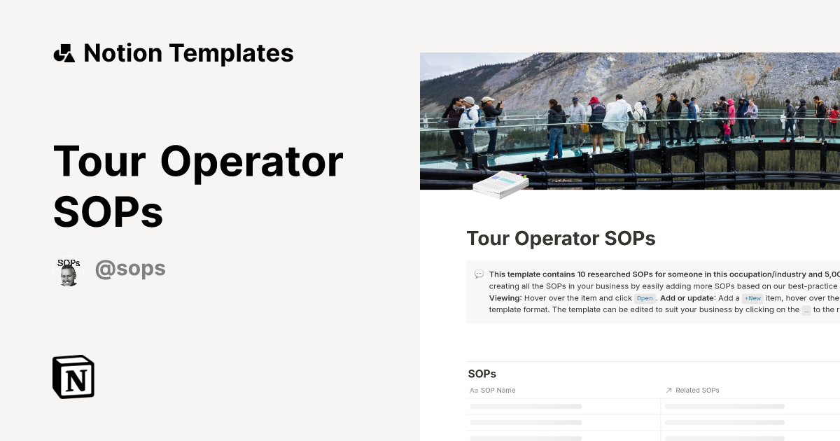 Tour Operator SOPs Template | Notion Marketplace
