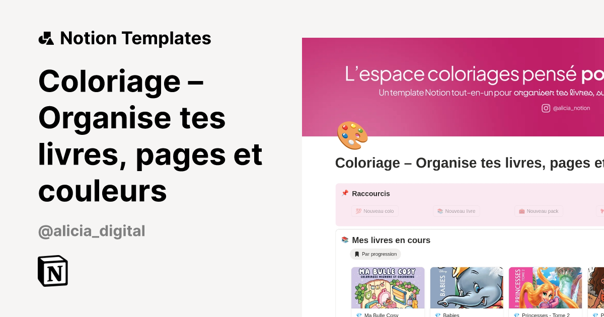 Coloriage – Organise tes livres, pages et couleurs Template by Alicia ...