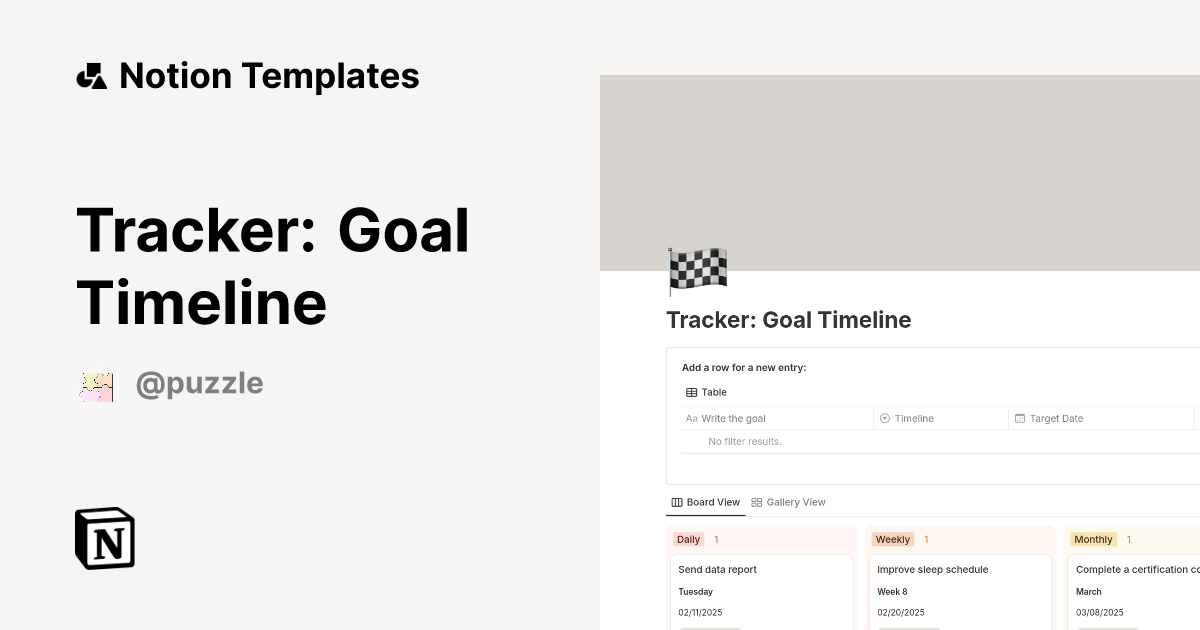 Tracker: Goal Timeline Template | Notion Marketplace
