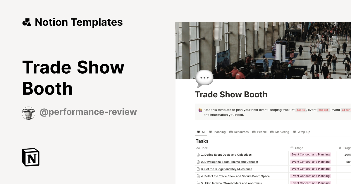 Trade Show Booth Template by Event Planning Checklist | Notion Marketplace
