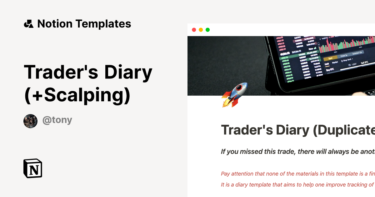 Trader's Diary (+Scalping) Template by Tony | Notion Marketplace