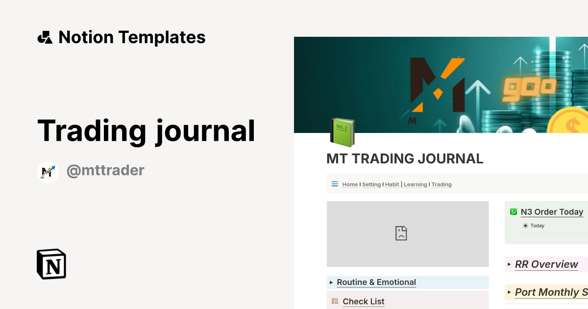 Trading journal Template by MT Trader | Notion Marketplace