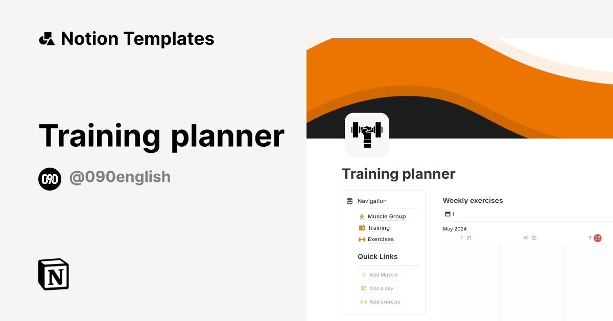 Training planner Template by 090 | English | Notion Marketplace