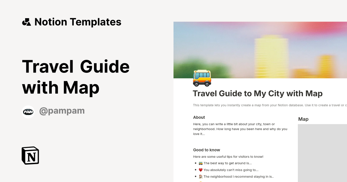 Travel Guide with Map Template by PamPam | Notion Marketplace