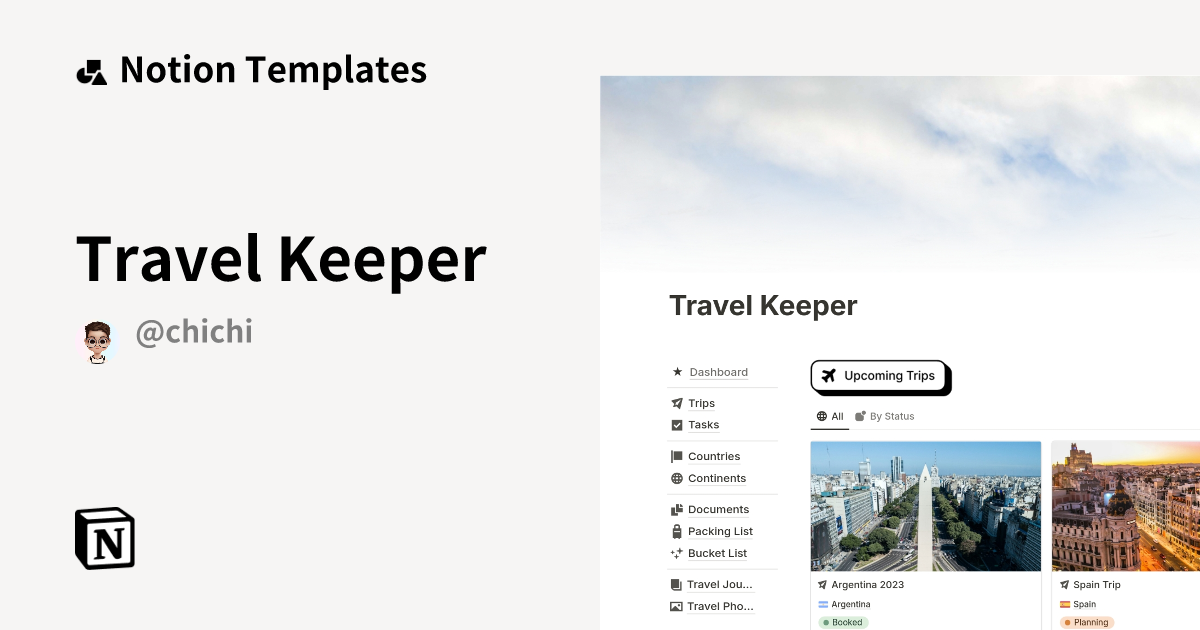Travel Keeper Template by Chichi | Notion Marketplace